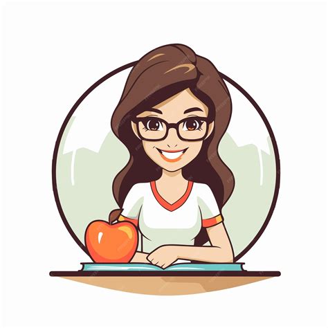 Teacher With Apple And Book Vector Illustration In Cartoon Style