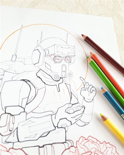 Tech The Bad Batch Coloring Page Star Wars Digital Download Printable