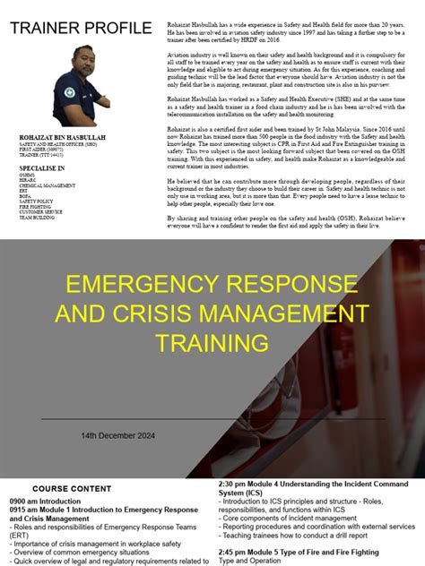Emegency Response And Crisis Management Training Pdf Incident