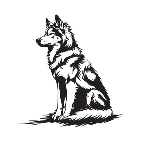 Sitting Wolf Outline
