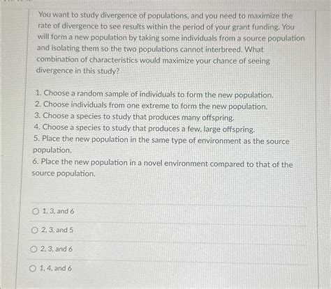 Solved You Want To Study Divergence Of Populations And You Chegg Com
