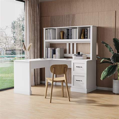 Gzmr Home Office Computer Desk With Hutch 3661 In White Modern