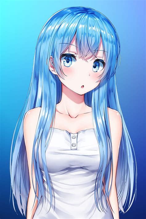 Ragazza Anime Con Capelli Blu E Ali