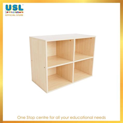 Usls Low 4 Compartment Cubby Shelf Made By High Quality Solid Wood