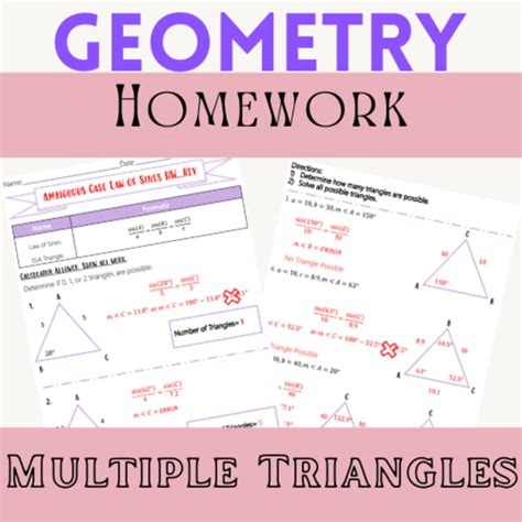 Law Of Sines Ambiguous Case Practice Ssa Oblique Triangle Solving
