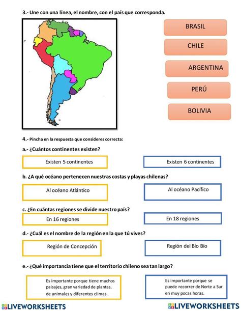 Chile En El Mapa Free Interactive Worksheets 389336