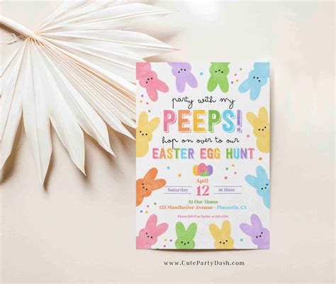 Easter Egg Hunt Invitation Editable Party With My Peeps Printable Inv