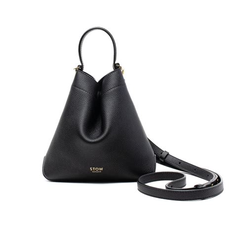 Mini Curve Bag In Black Leather From Stow London