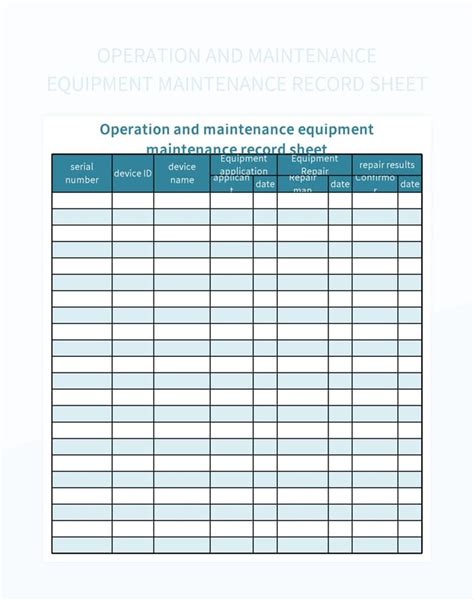 Building Maintenance Log Sheet