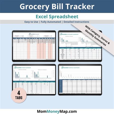 Grocery Bill Tracker Excel Spreadsheet Grocery Bills Budget Plan Tracker Food Budget Expense