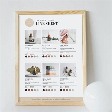 Line Sheet Template For Wholesale Line Sheet Canva Template Price