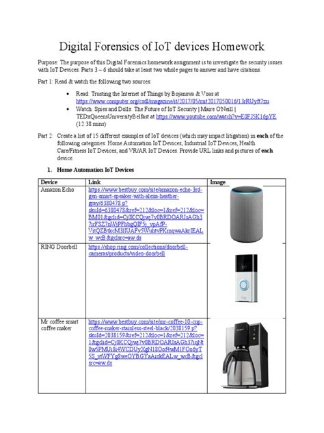 Digital Forensics Of Iot Devices Homework Download Free Pdf Internet Of Things Virtual Reality