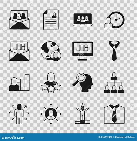 Set Tie Employee Hierarchy Project Team Base Globe And People Search Job And Icon Vector Set Tie Employee Hierarchy Project Team Base Globe And People Search Job And Icon Vector