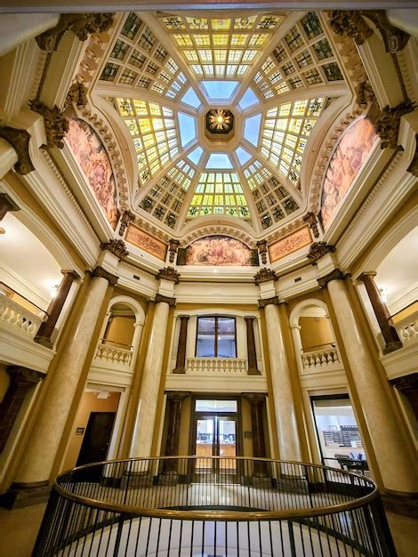 Premium Photo Neoclassical Interior With Stained Glass Ceiling And