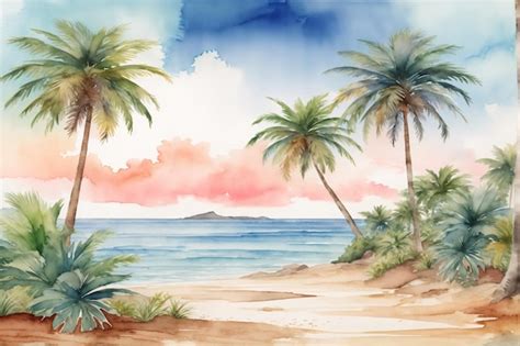 Beach Watercolor Landscape Images Free Download On Freepik