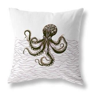 Green And Lavender Oceanic Octo Art Indooroutdoor Throw Pillow Zipper