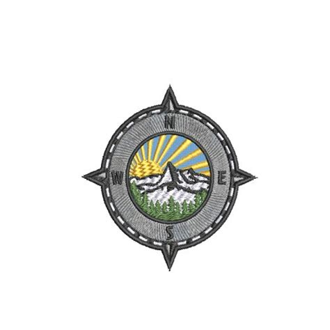 Sunburst Mountain Compass Embroidered Iron On Patch Sew On Etsy