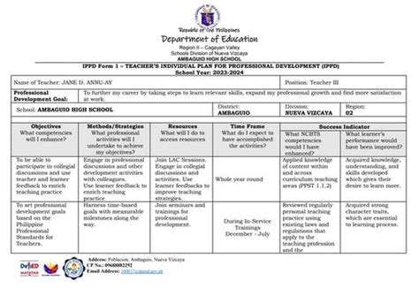 Ippd Form 1docx Professional School Postgraduate Education