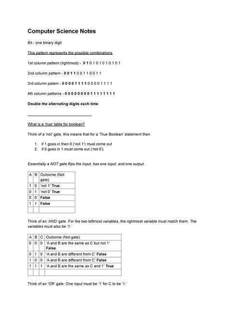 Computer Science Logic Gates And Systems Computer Science Notes Bit
