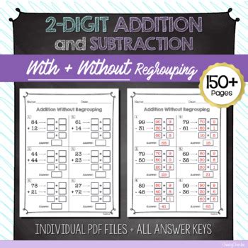 Double Digit Addition And Subtraction WITH And WITHOUT Regrouping BUNDLE