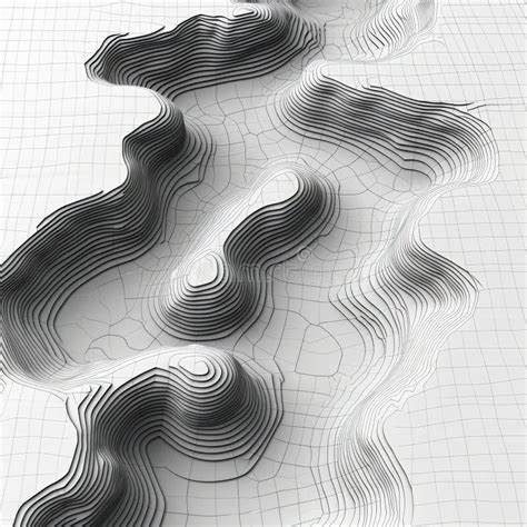 Geographic Grid Map With Topographic Line Contour Background Ai Generated Stock Illustration