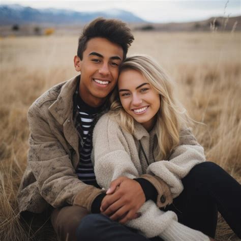Loving Teenage Interracial Couple Is Enjoying A Romantic Autumn Day