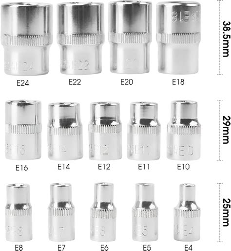 Set Di 14 Bussole Per Punte Torx A Stella Da 14 38 12 Bussole
