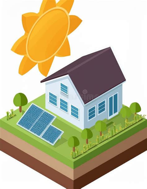 Isometric Ecosystem Vector Model Of A Smart Energy House With Solar