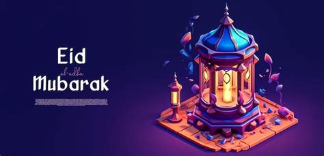 이슬람 인사 소셜 미디어 게시물 이드 알 아다 무바라크 3d 만화 스타일 생성 Ai 프리미엄 Psd 파일