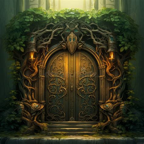 Fantasy Forest Door Detailed Character Design With Volumetric Lighting