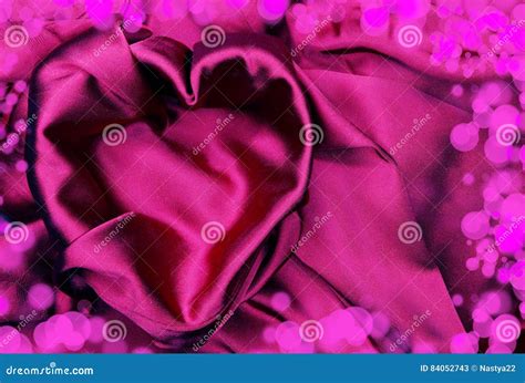 Red Satin Material With Heart Shape Love Concept Stock Image Image Of