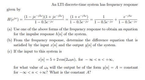 solved an lti discrete time system has frequency response