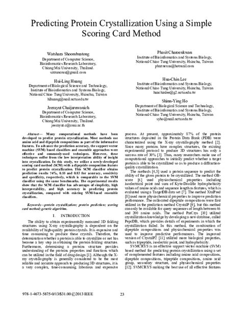 Pdf Predicting Protein Crystallization Using A Simple Scoring Card Method