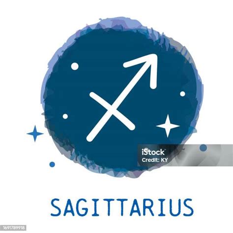 Ilustración De Sagitario Icono Del Signo Zodiacal Con Leyenda Icono