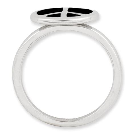 Lex And Lu Sterling Silver Stackable Expressions Polished Black Enameled