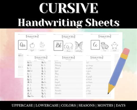 Cursive Handwriting A Z Practice Sheets Calligraphy Alphabet Writing Printable Worksheets