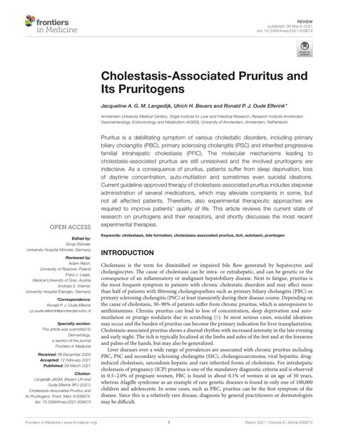 Pdf Cholestasis Associated Pruritus And Its Pruritogens