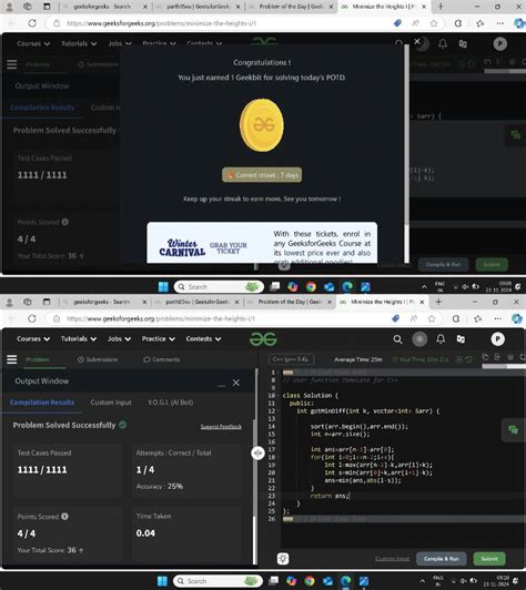 Parth Dobariya On Linkedin Codingjourney Problemsolving C Geeksforgeeks Gfg160 Geekstreak2024