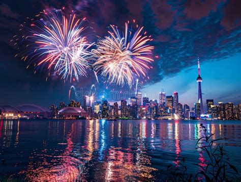 Victoria Day Fireworks Celebration In Canada Showcasing A Colorful And