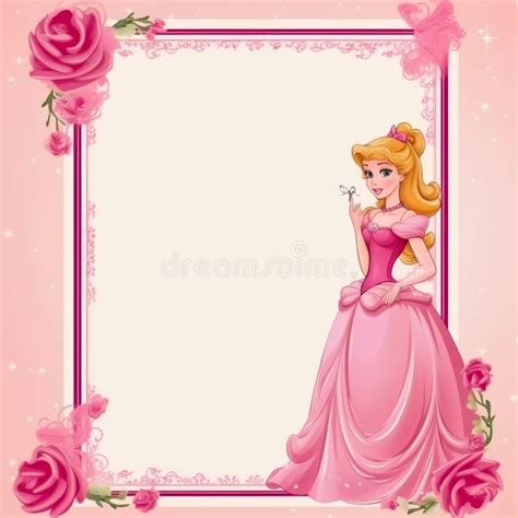 Pink Frame With Cartoon Princess Generative Ai Stock Illustration Illustration Of Kingdom