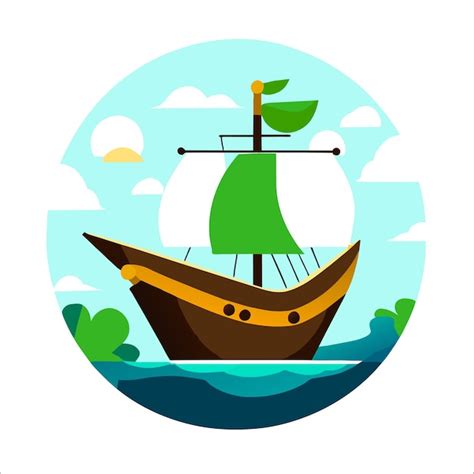 Premium Vector Cute Ship Nature Minimalist Illustration Design