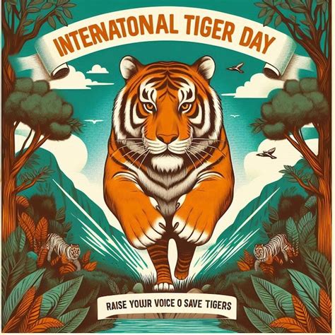 A Poster For International Tiger Day With A Tiger On The Cover