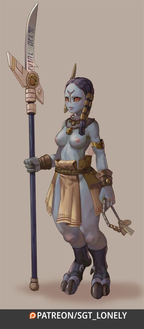 Sgt Lonely Tau Warhammer 40k Black Legwear Highres 1girl Alien