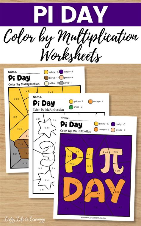 Pi Day Color By Multiplication Worksheets