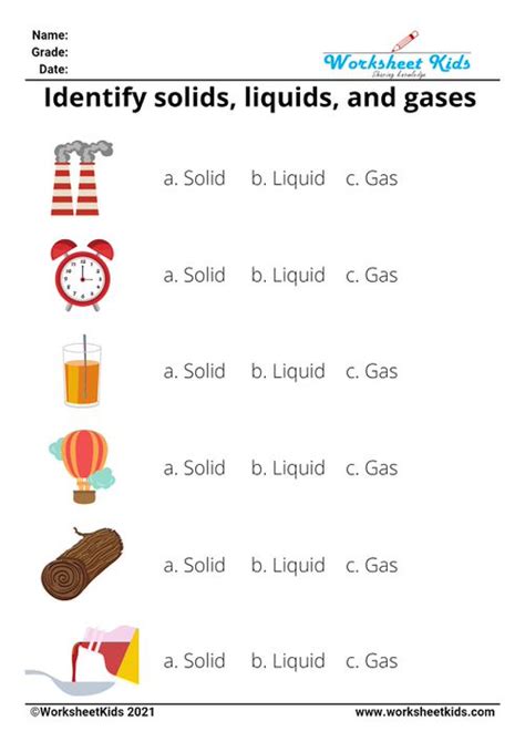 States Of Matter Worksheets Solid Liquid And Gas Free Printable Pdf