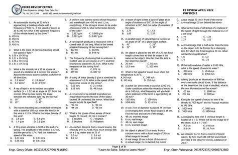 Physics 2 Problems No Answer Doña Esperanza Village Tisa Cebu City
