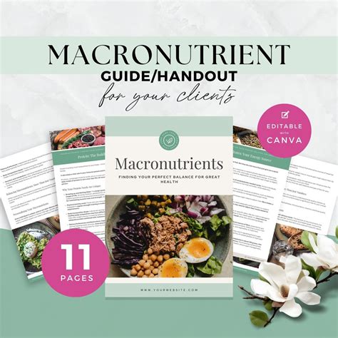 Macronutrient Guide Handout Nutrition Coach Ebook Done For You Health