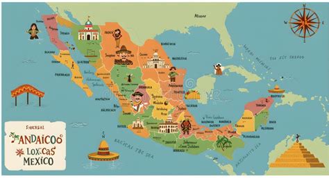Colorful Illustrated Map Showcasing Notable Attractions And Cultural