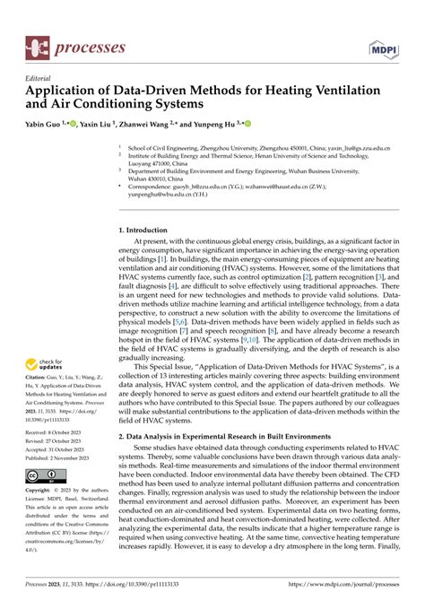 pdf application of data driven methods for heating ventilation and
