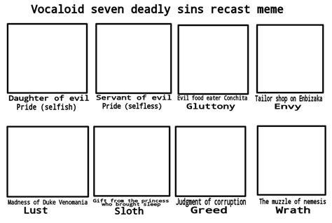 Vocaloid Seven Deadly Sins Recast Meme By Meikotheshinyturtwig On